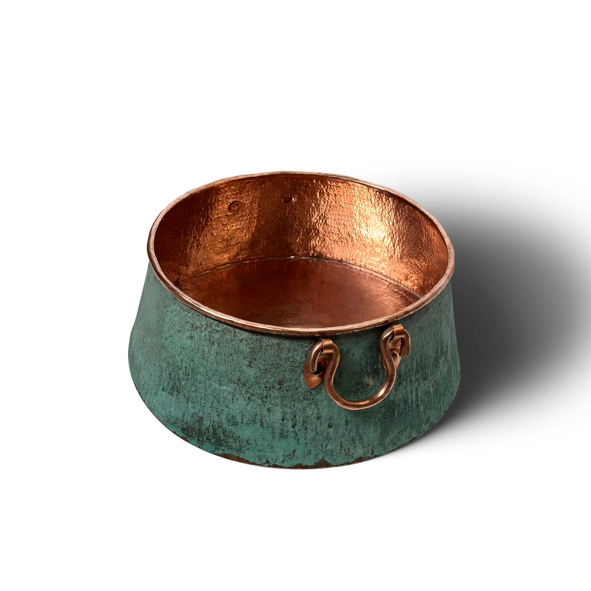 Bucket Vessel Sink Green Patina Copper Bathroom Sink with Handles ...