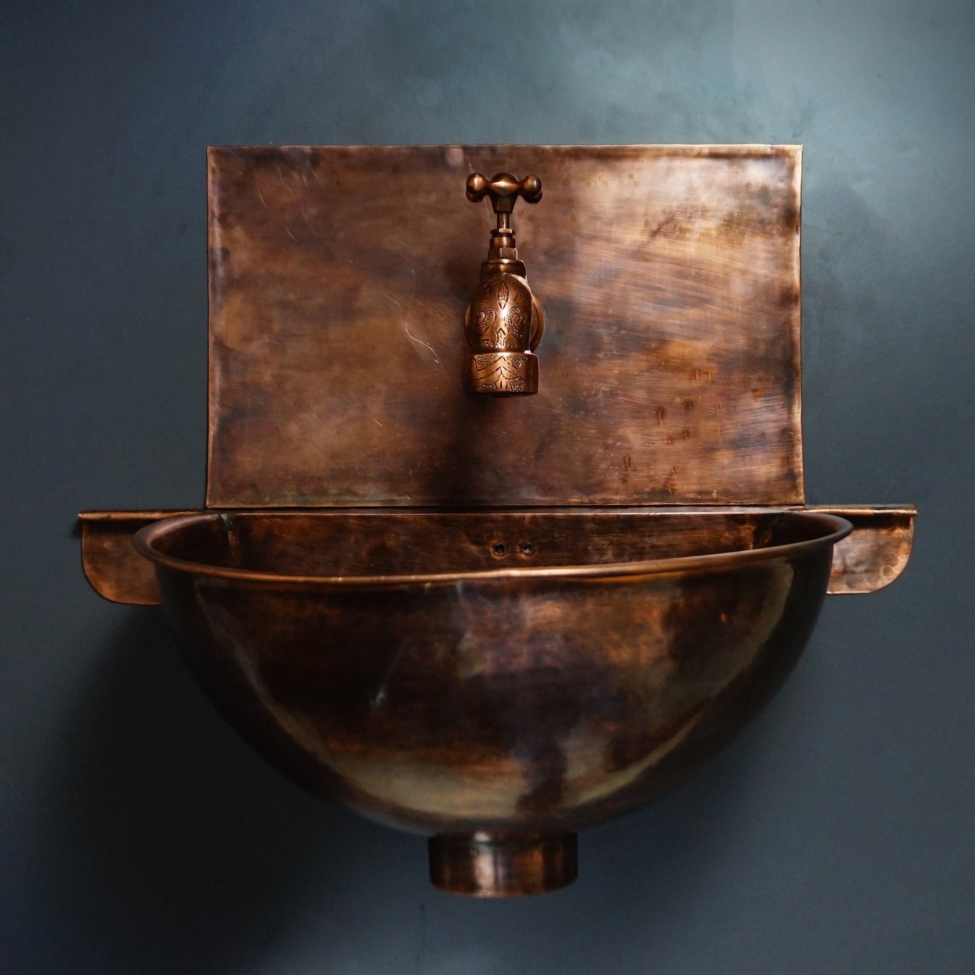 Copper Wall Mount Vessel Sink Bathroom | Rustic Vessel Copper Sink ...