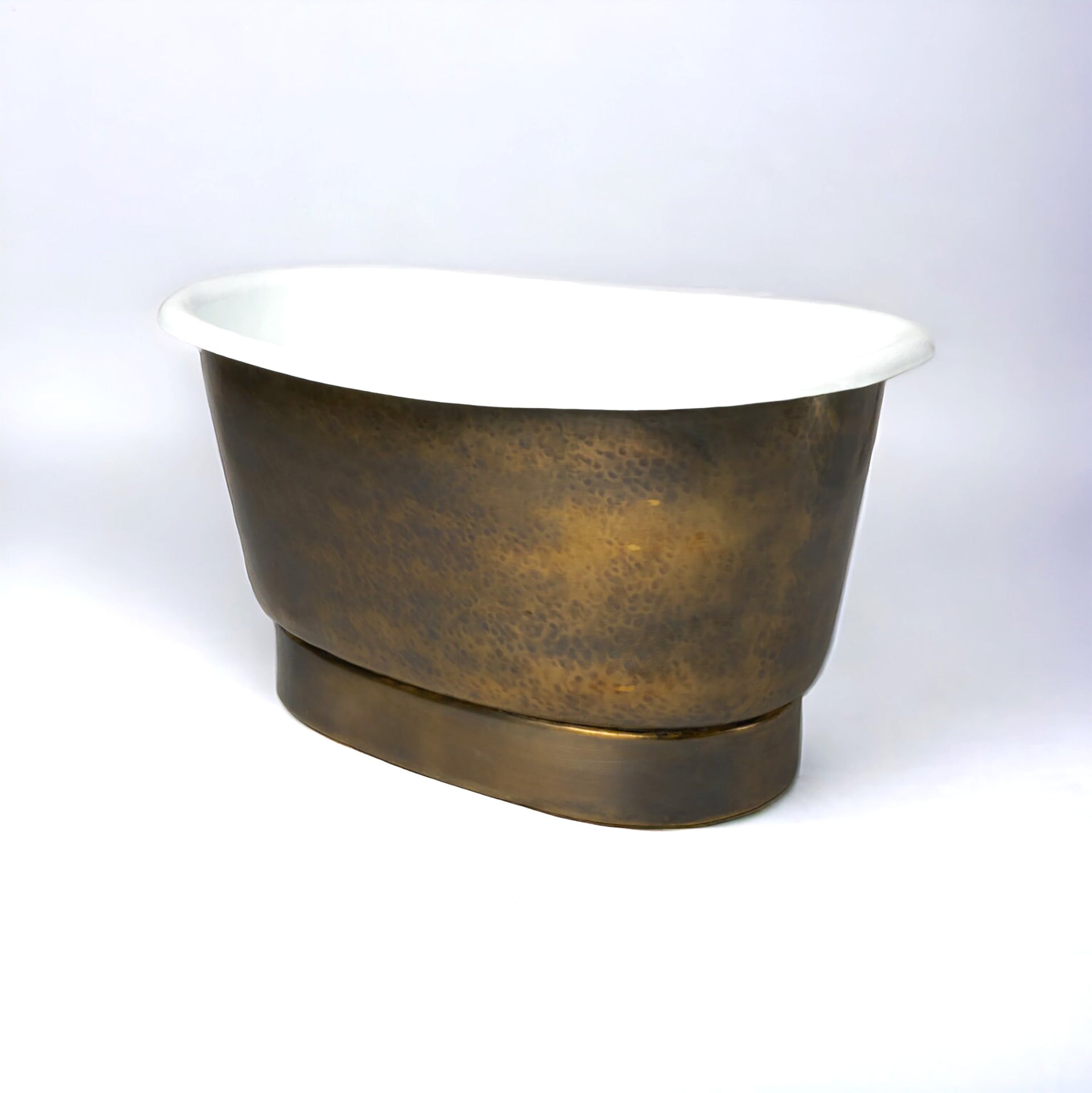 Freestanding Brass Vessel Sink | Hammered Single Bowl Tub-Style Design ...
