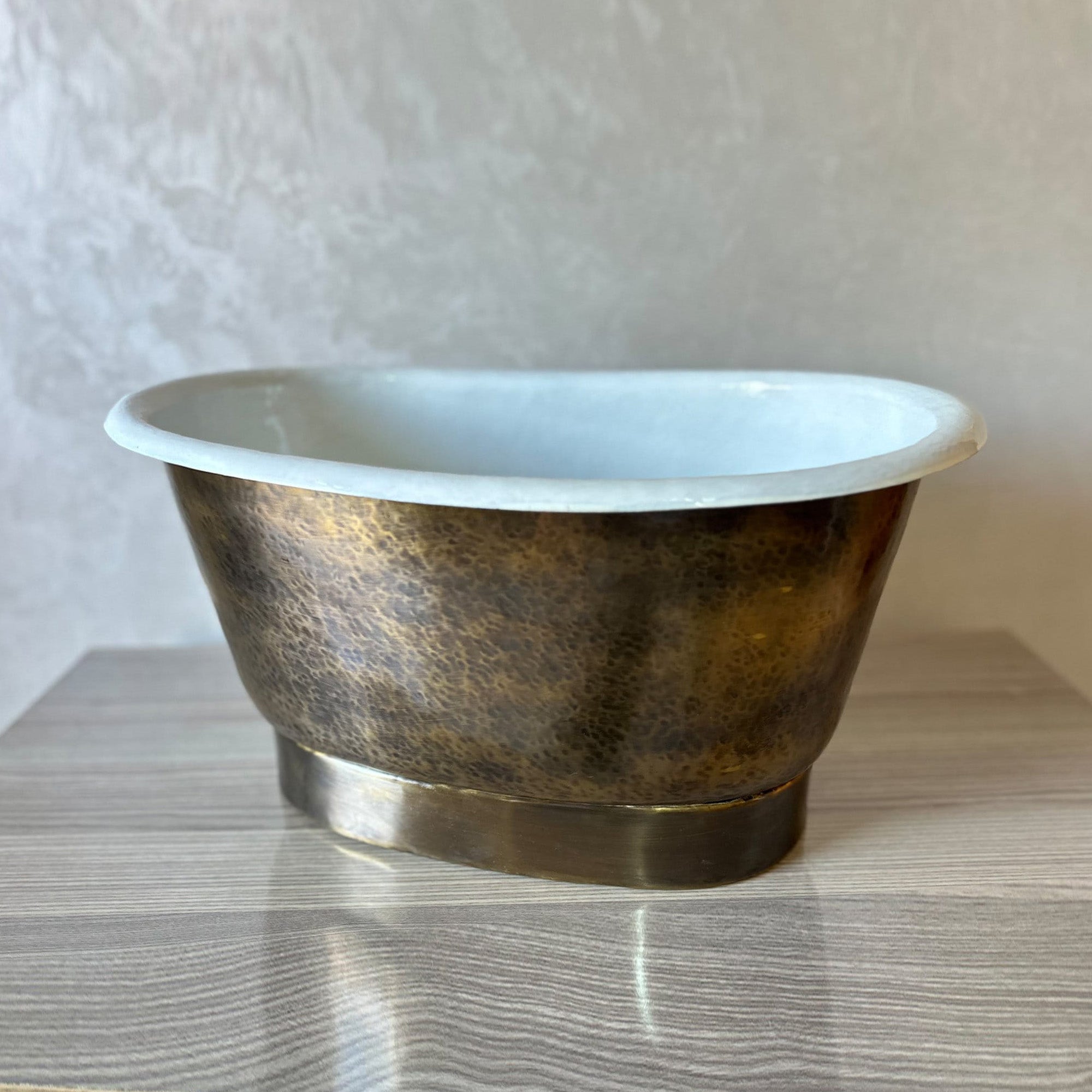 Freestanding Brass Vessel Sink | Hammered Single Bowl Tub-Style Design ...