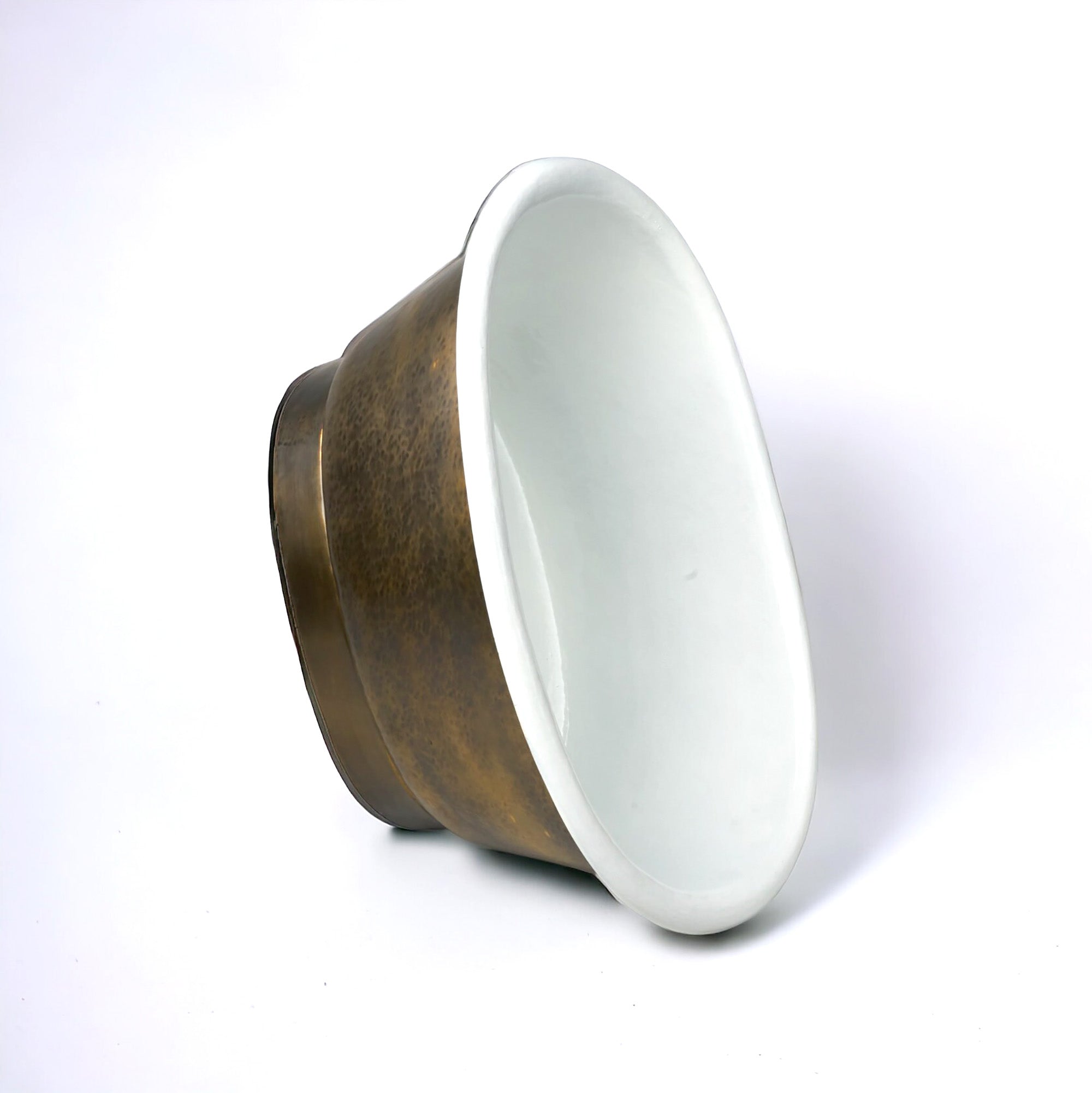 Freestanding Brass Vessel Sink | Hammered Single Bowl Tub-Style Design ...