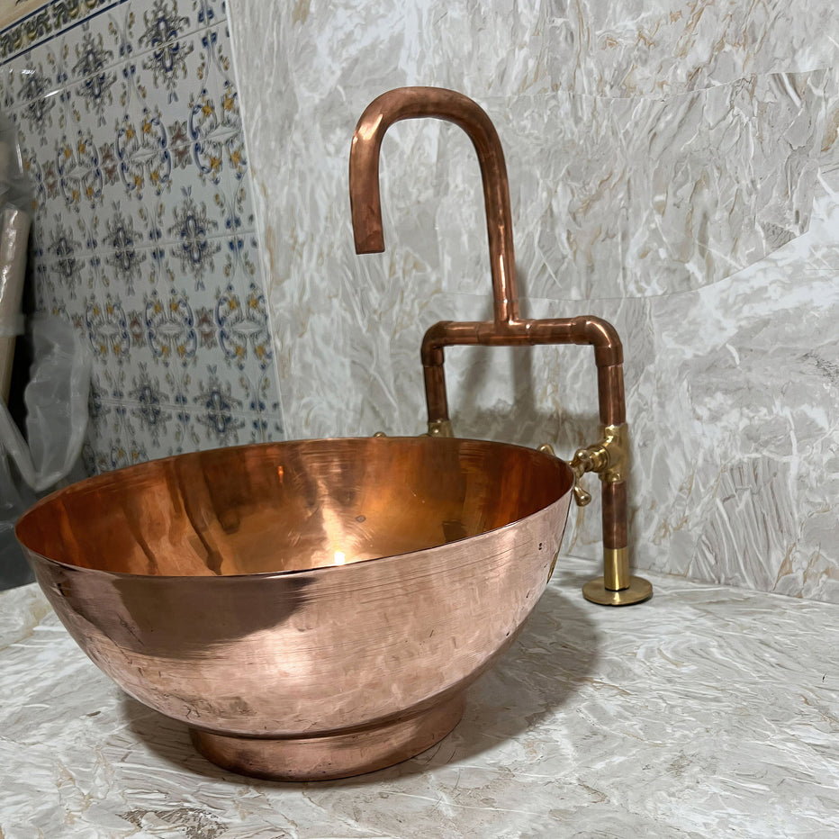 Handcrafted Copper Vessel Sink & Custom-Sized Bathroom Sink, Free ...