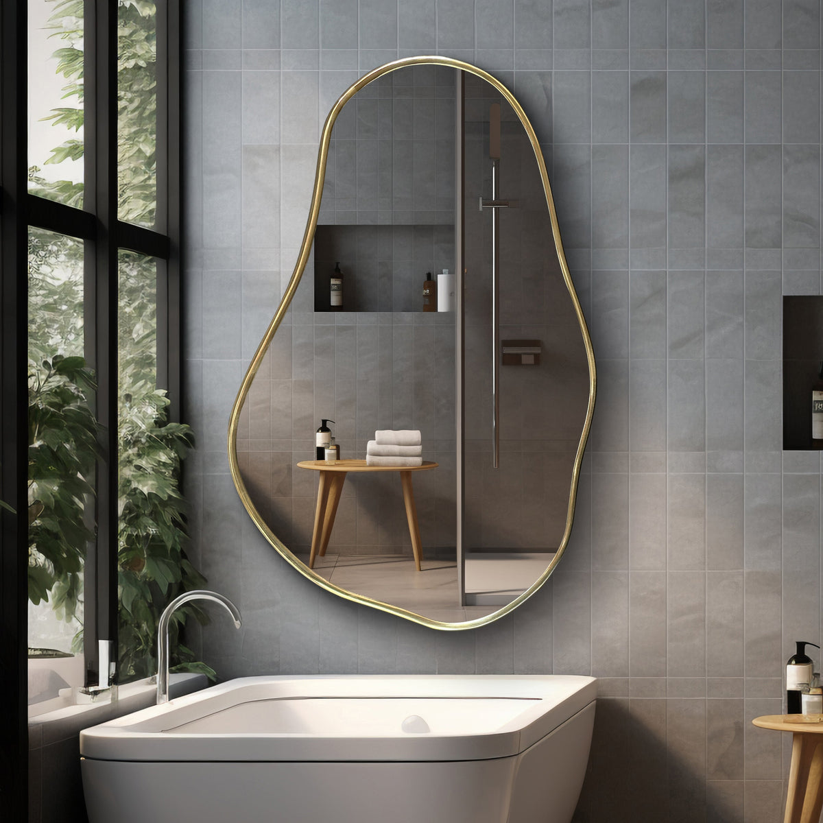 Large Asymmetrical Wall Mirror | Timeless Elegance BrassMirrors ...