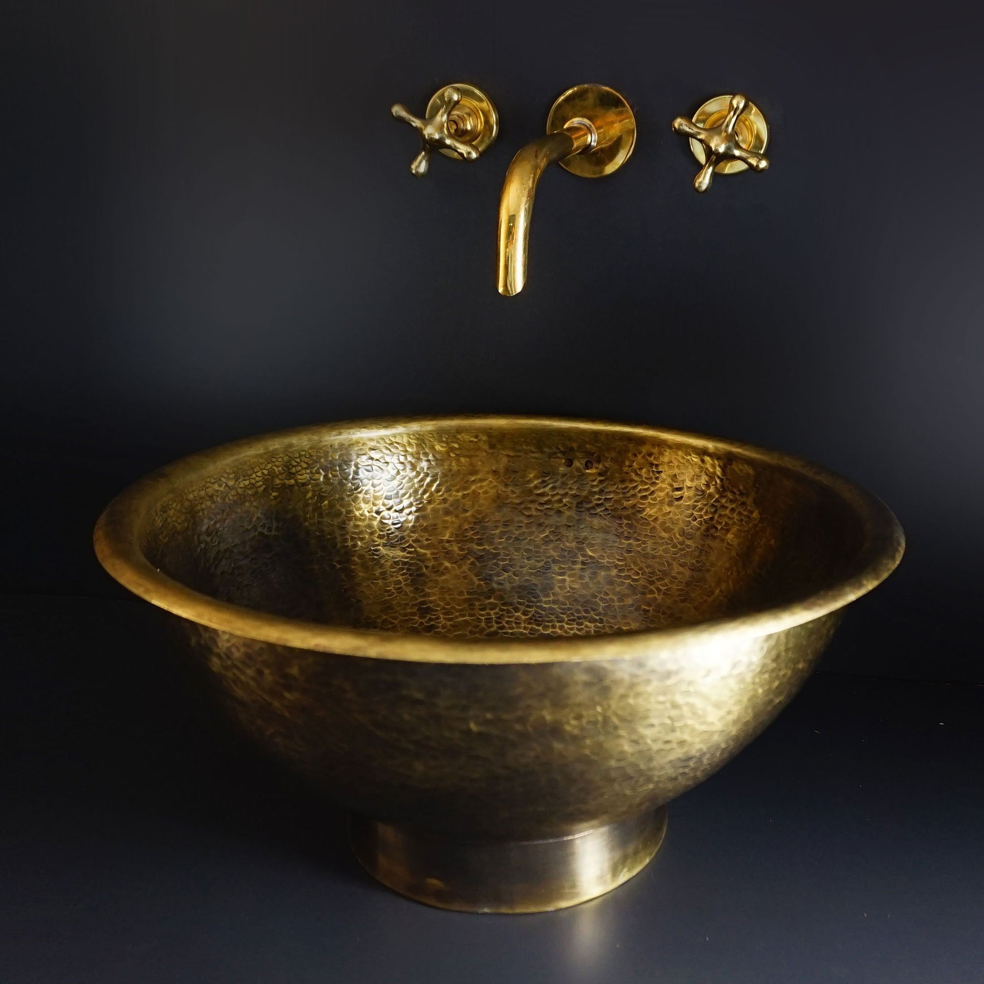 Rustic Brass Vessel sink for Bathroom, Hammered Antique Brass Wash Bas ...