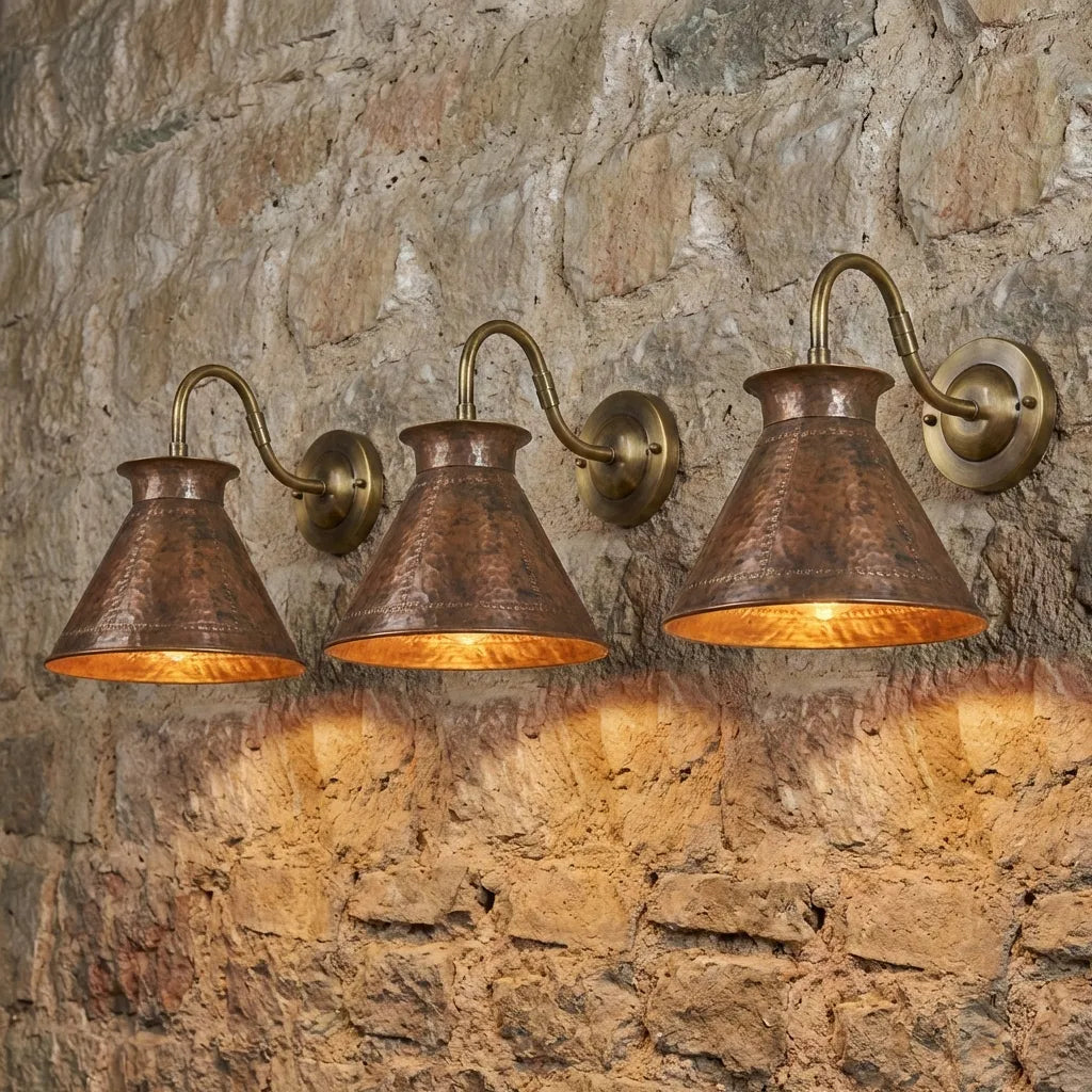 Handmade Hammered Copper Wall Sconce | Rustic Cone Light – CopperKesh