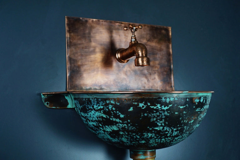 Oxidized Copper Wall Mount Sink Bathroom – CopperKesh