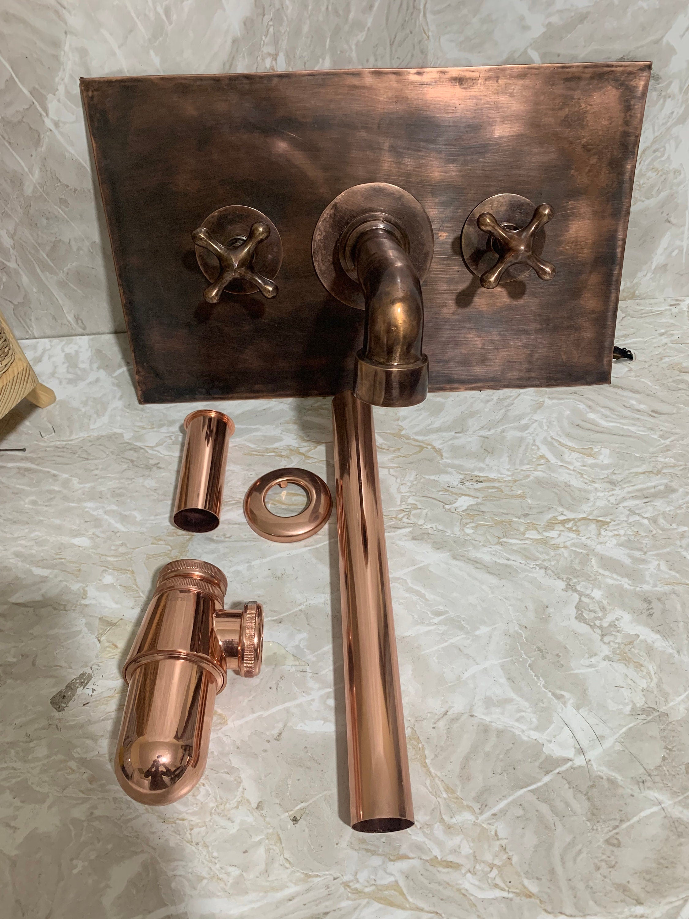 Copper Wall Mount Bathroom Sink 20" with Copper Faucet. Save Big ...